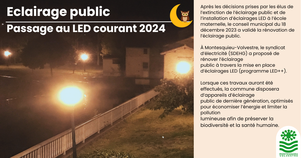 Eclairage public : passage au LED courant 2024 | Mairie de Montesquieu ...